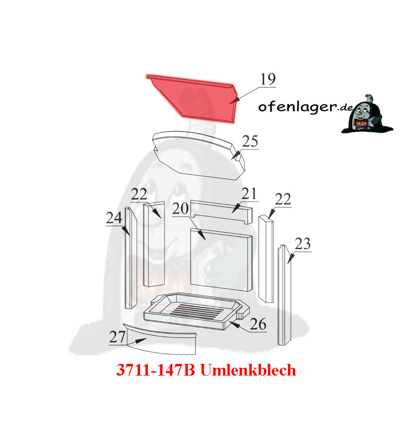3711-147B Umlenkblech | Selun | Fireplace Ersatzteile | Onlineshop für ...